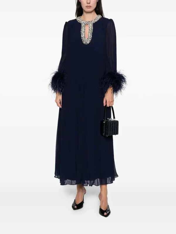 SELF-PORTRAIT Long Pleated Dress