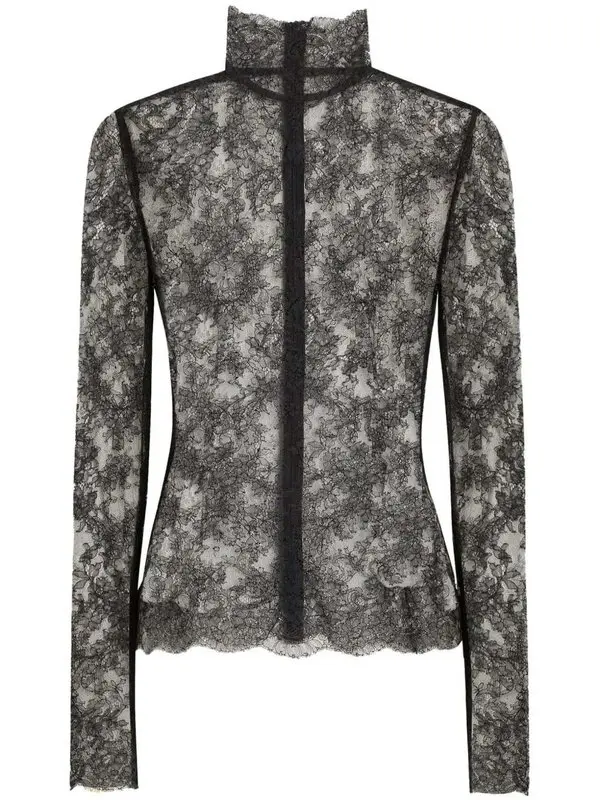 Dolce & Gabbana Chantilly Lace Top - Grey