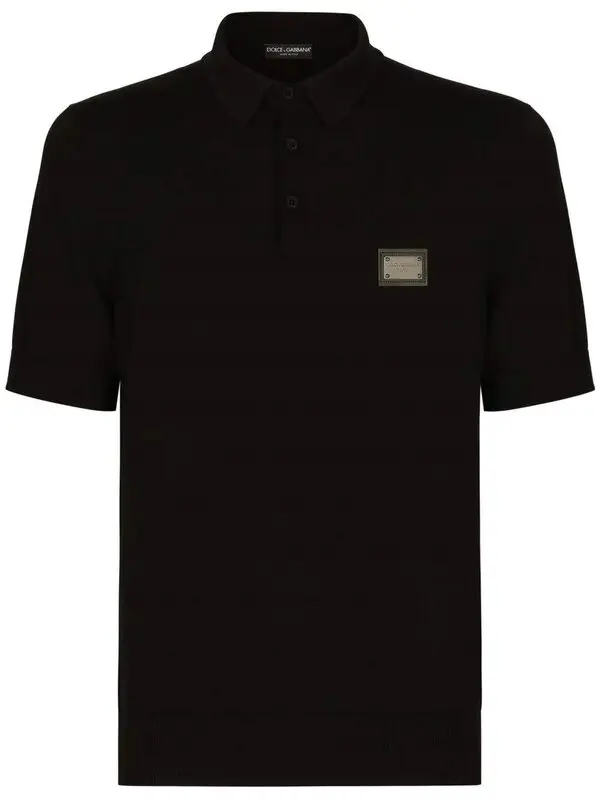Dolce & Gabbana Virgin Wool Polo With Logo - Black