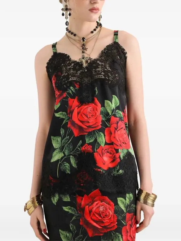 Dolce & Gabbana Leopard Print Sweetheart Neckline Top With Bow Detail - Black