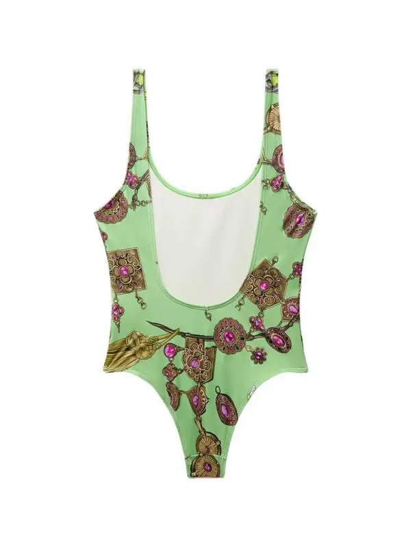 Versace Dolce & Gabbana Printed Halterneck One-piece Swimsuit - Green