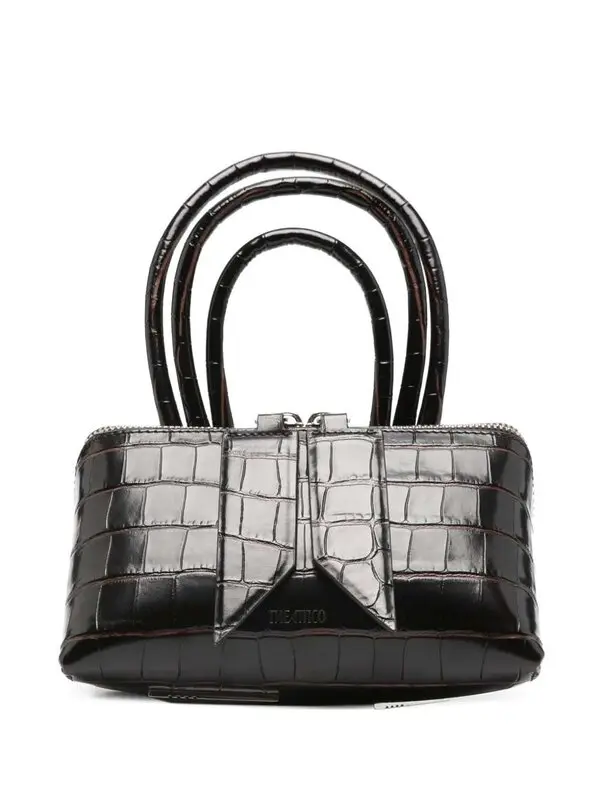 Attico Mini Friday Bag With Crocodile Effect - Brown
