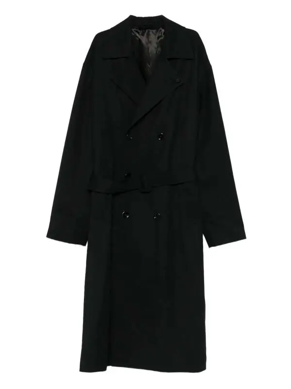 LARDINI Double-breasted Coat With Belt - Black