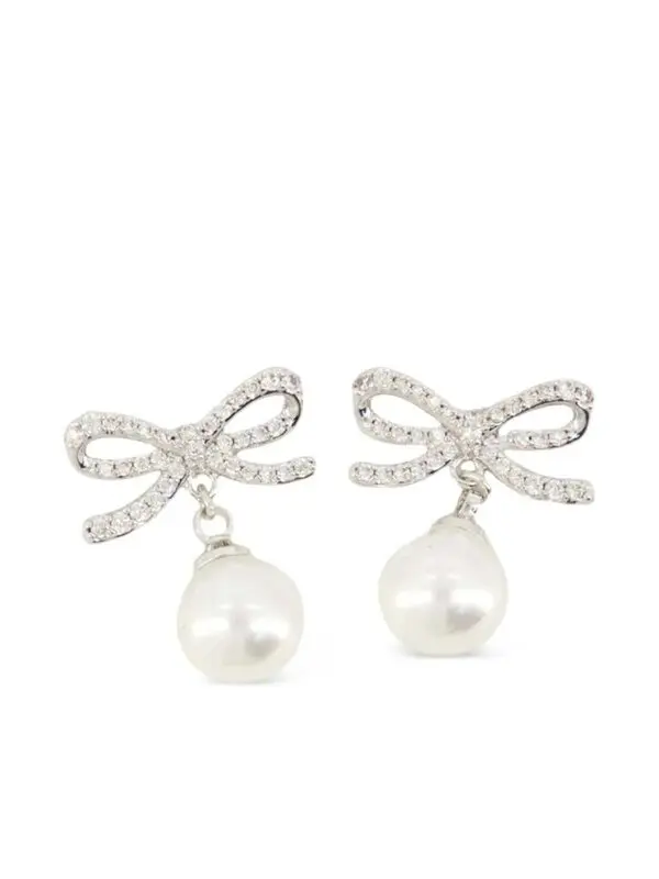 SELF-PORTRAIT Bow Drop Earrings - Metallic