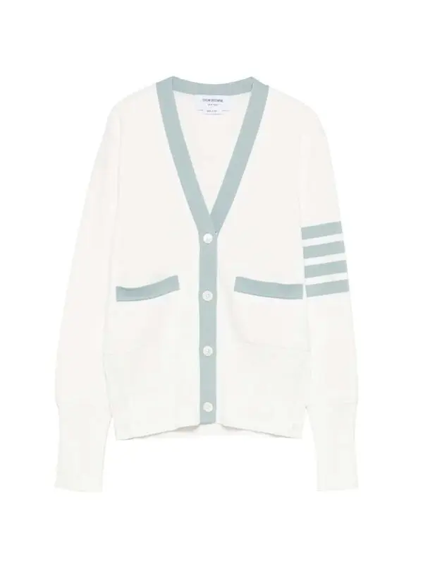 Thom Browne Cardigan With Striped Details - White