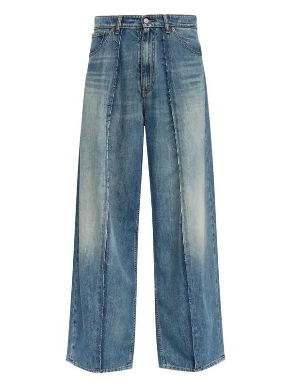 MAISON MARGIELA Paneled Wide-leg Jeans - Blue