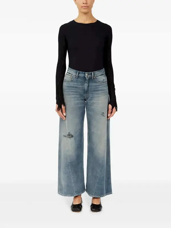 MAISON MARGIELA Wide Leg Jeans With Distressed Effect