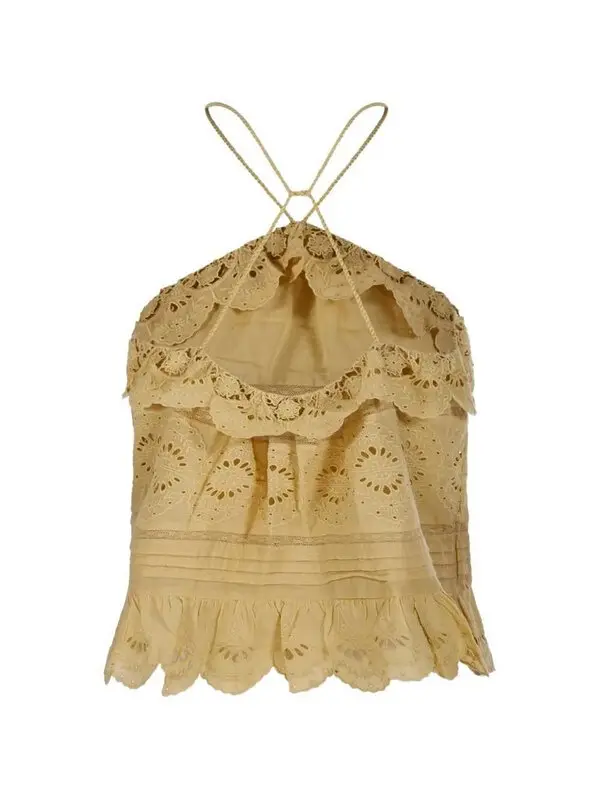 MAISON MARGIELA Ruffled Top - Brown