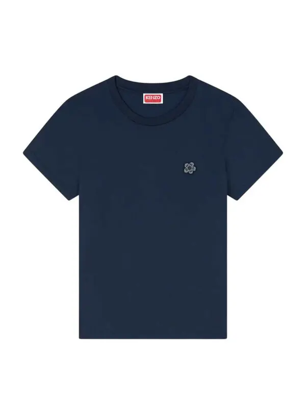 Kenzo Cotton T-shirt With "boke Flower" Embroidery - Blue