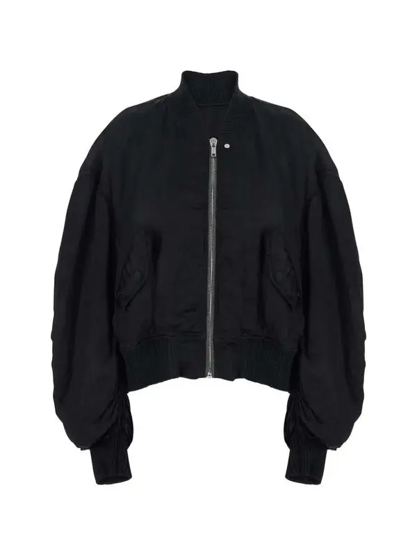 Rick Owens Ruffled Bomber Jacket - Black