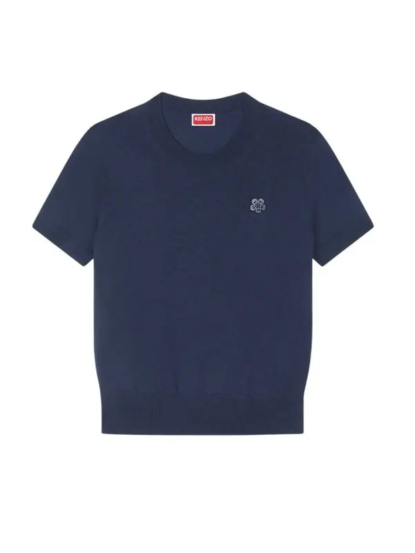 Kenzo Boke Flower" Merino Wool Short-sleeve Top - Blue