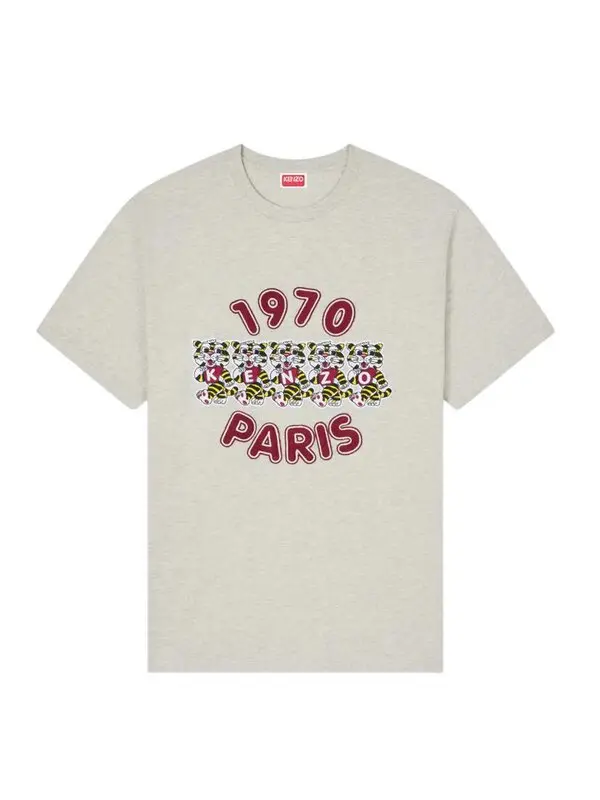 Kenzo Loose-fitting Cotton T-shirt With " Wild Tiger" Embroidery - Grey