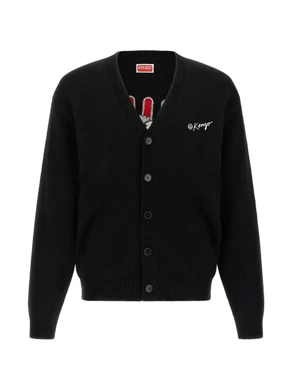 Kenzo Wild Tiger" Wool And Cotton Cardigan - Black