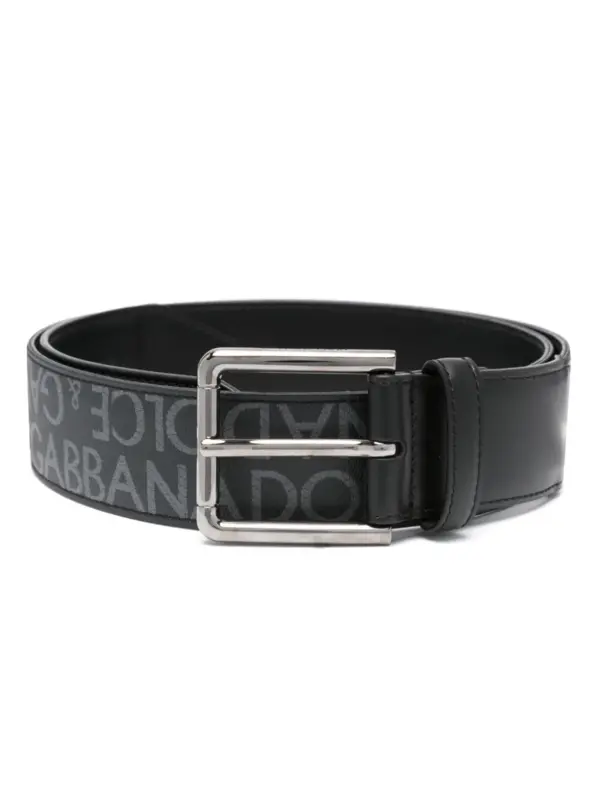 Dolce & Gabbana Belt With Buckle Embroidered With Logo - Black