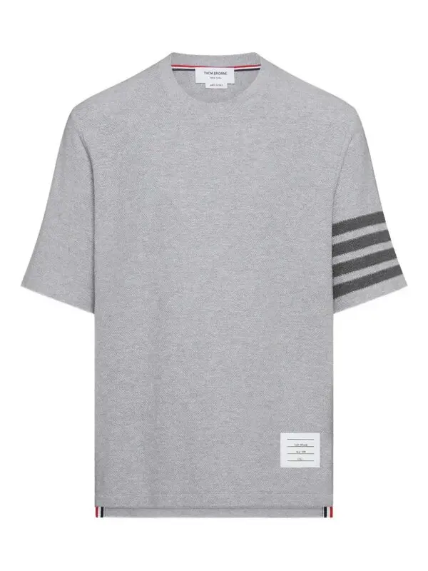 Thom Browne T-shirt With 4-stripe Detail - Grey