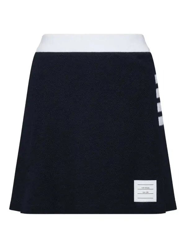 Thom Browne Miniskirt With Four-stripe Detail - Blue
