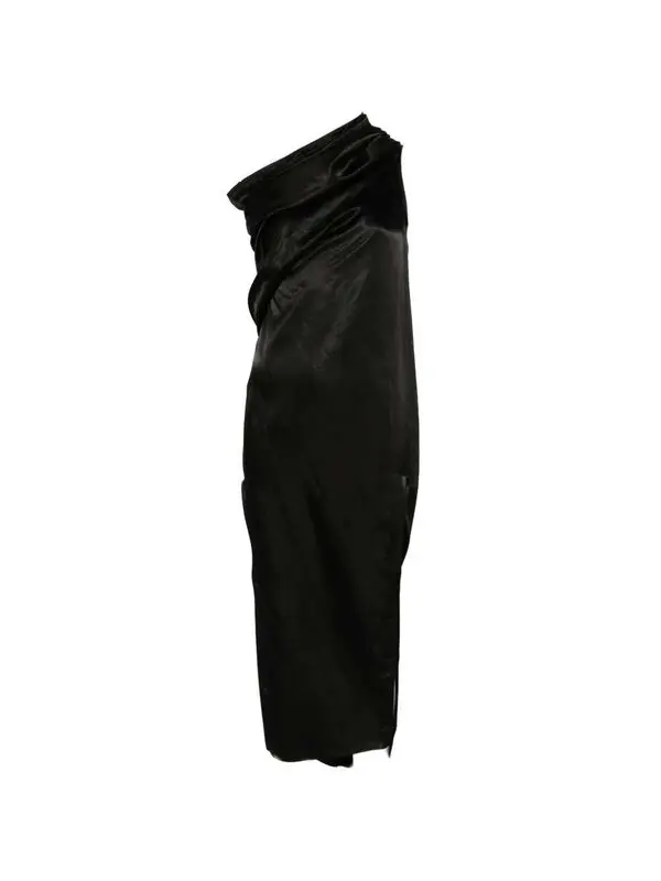 Rick Owens Athena Arrowhead One-shoulder Midi Dress - Black