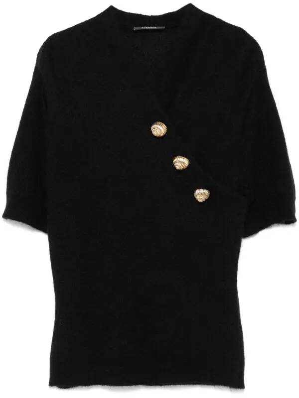 Balmain Top With Embossed Buttoning - Black