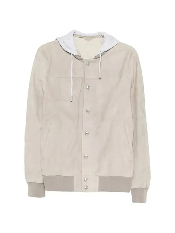 Eleventy Hooded Suede Jacket - Green
