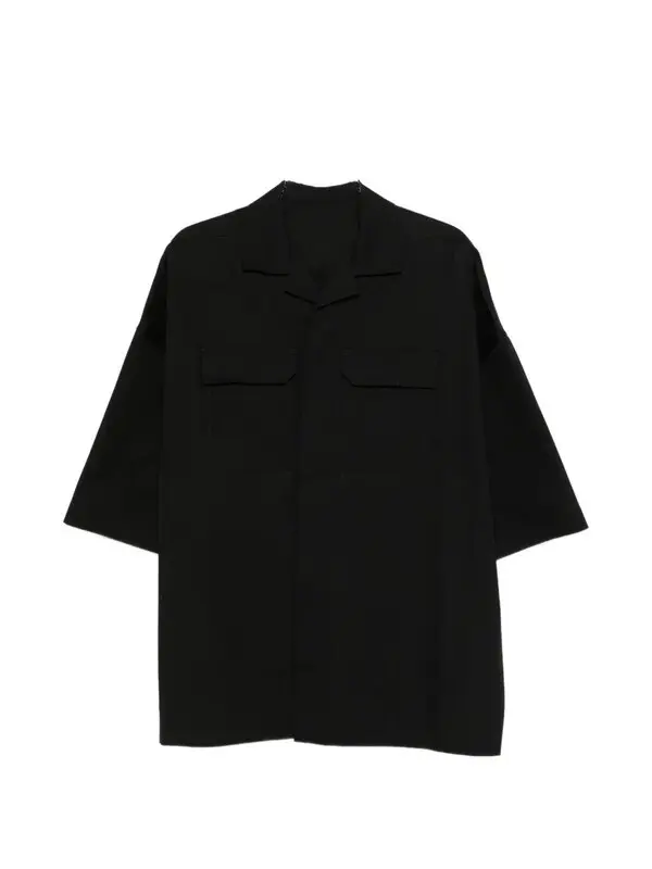 Rick Owens Shirt With Flap Pocket And Camp Collar - Black