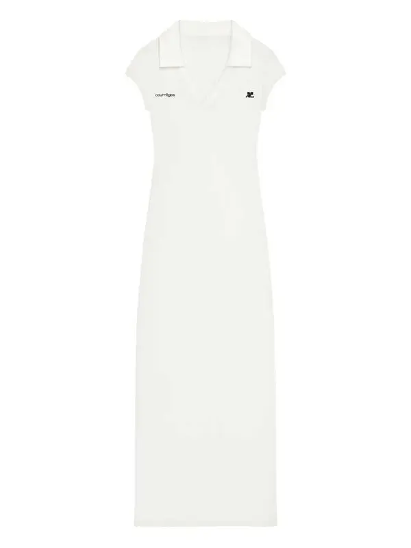 COURREGES Long Dress With Logo - White