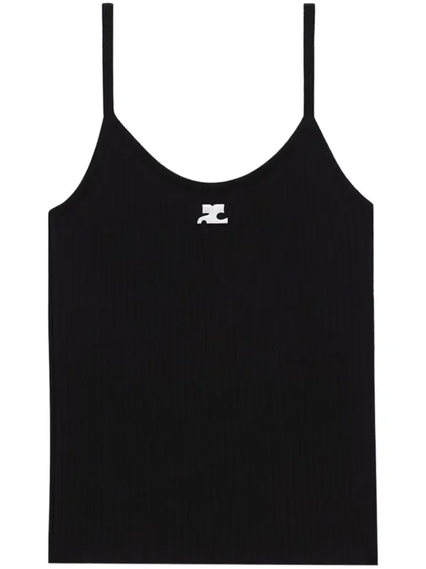 COURREGES Ribbed Top - Black