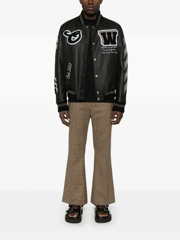 Off-White Leather Bomber Jacket