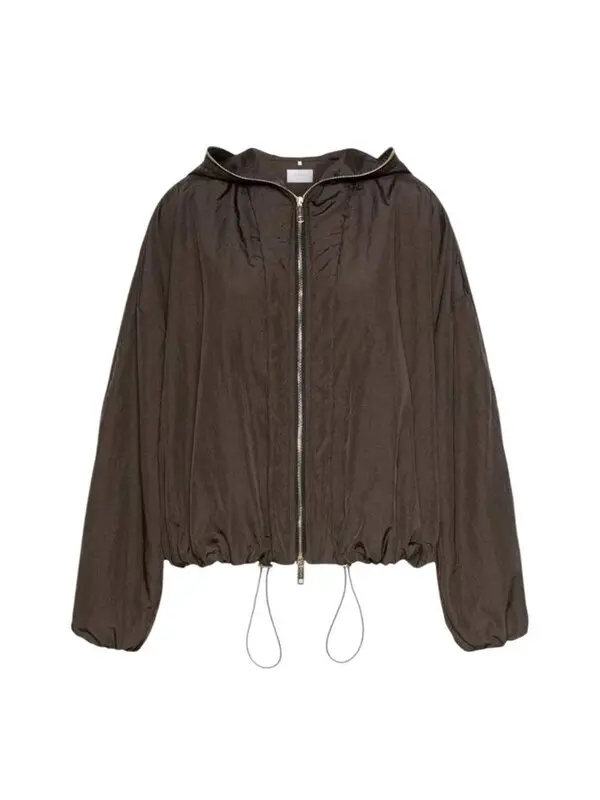 Sportmax Casablanca Hooded Jacket With Dashed Pattern - Brown