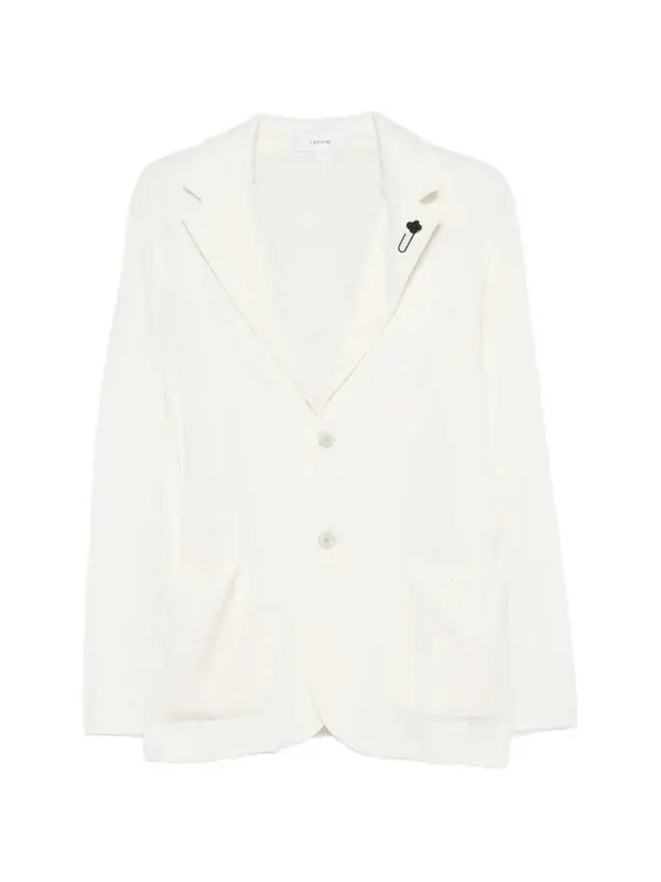 LARDINI Jacket With Floral Brooch - White