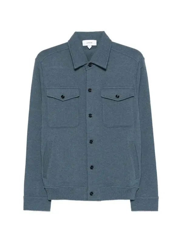 LARDINI Cotton Jacket With Buttoned Pockets - Blue