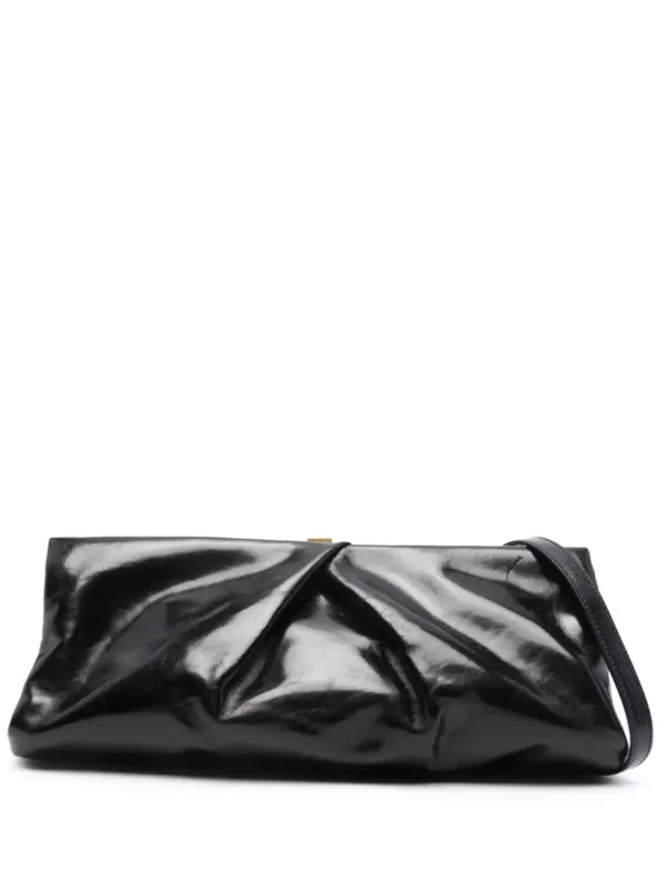 Dries Van Noten Large Leather Clutch Bag, With Detachable Adjustable S - Black