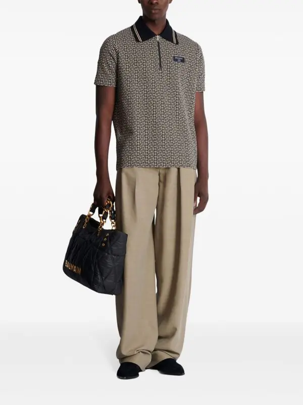 Balmain Labyrinth Polo Shirt With Jacquard Effect