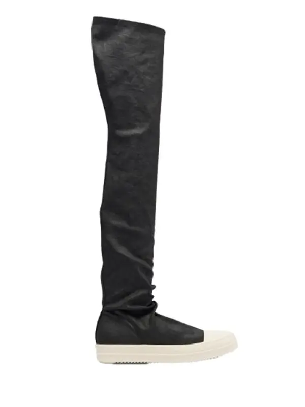 Rick Owens Denim Boots High Sock Sneakers - Black