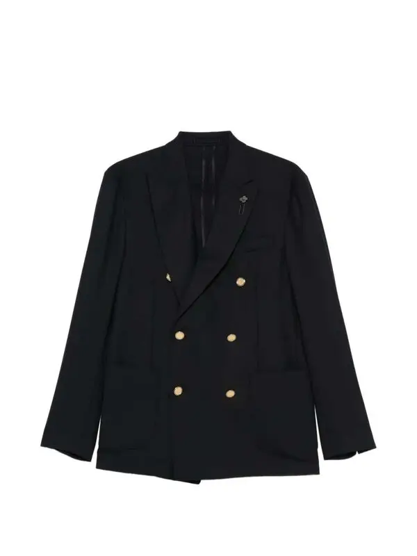 LARDINI Gold-tone Double-breasted Blazer - Blue