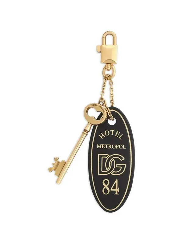 Dolce & Gabbana Keychain With Logo Appliqu - Black