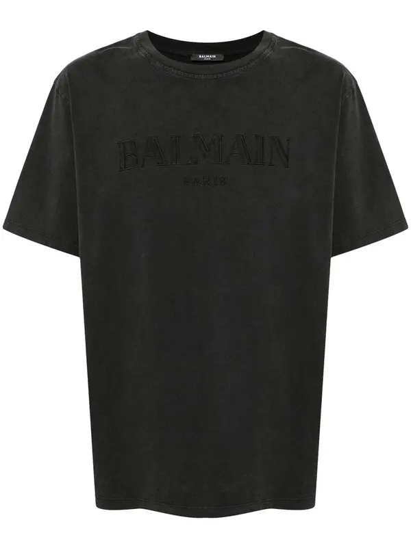 Balmain T-shirt With Vintage Embroidery - Grey