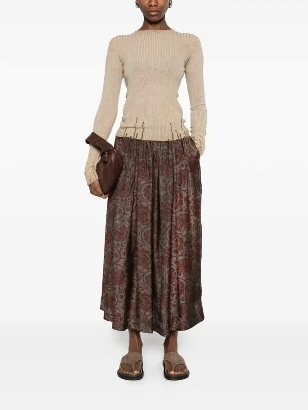 UMA WANG Frayed Ribbed Blouse