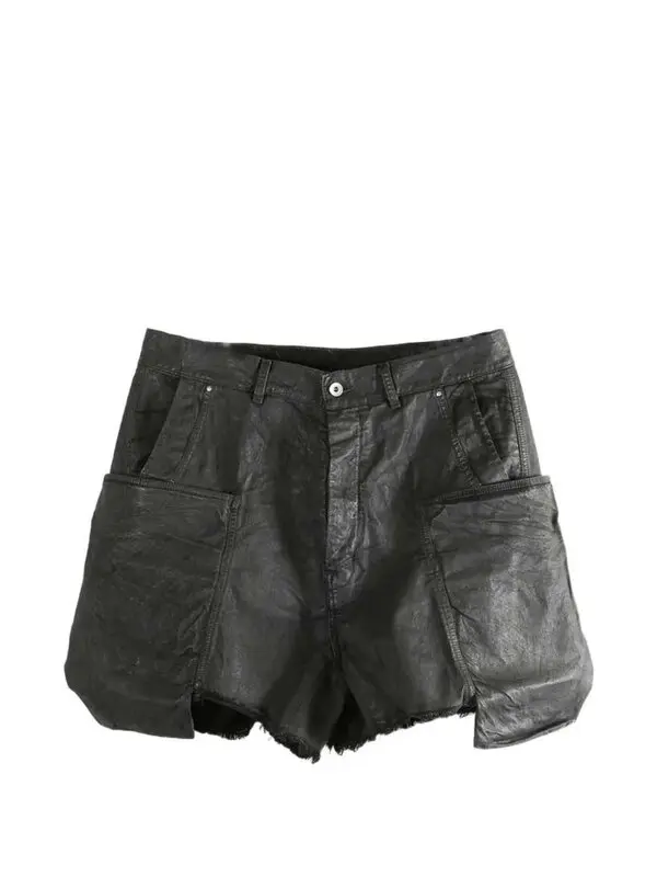 Rick Owens Cargo Shorts With Frayed Hem - Black