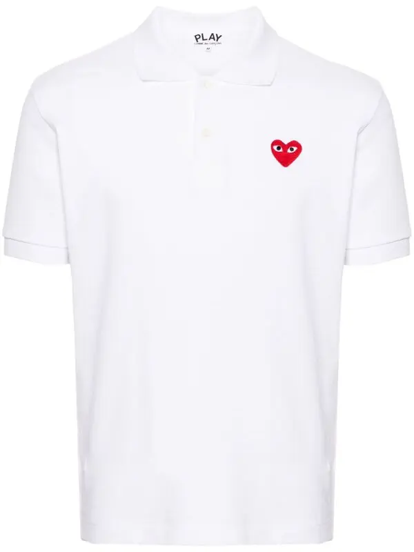 Play Comme Des Garcon Polo Shirt With Patch - White