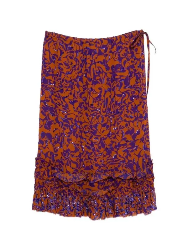 Dries Van Noten Embellished Printed Skirt