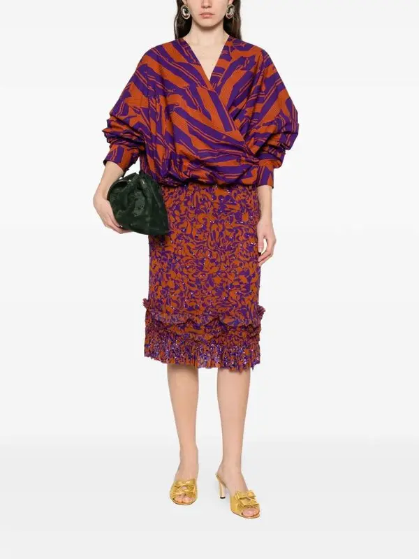 Dries Van Noten Embellished Printed Skirt