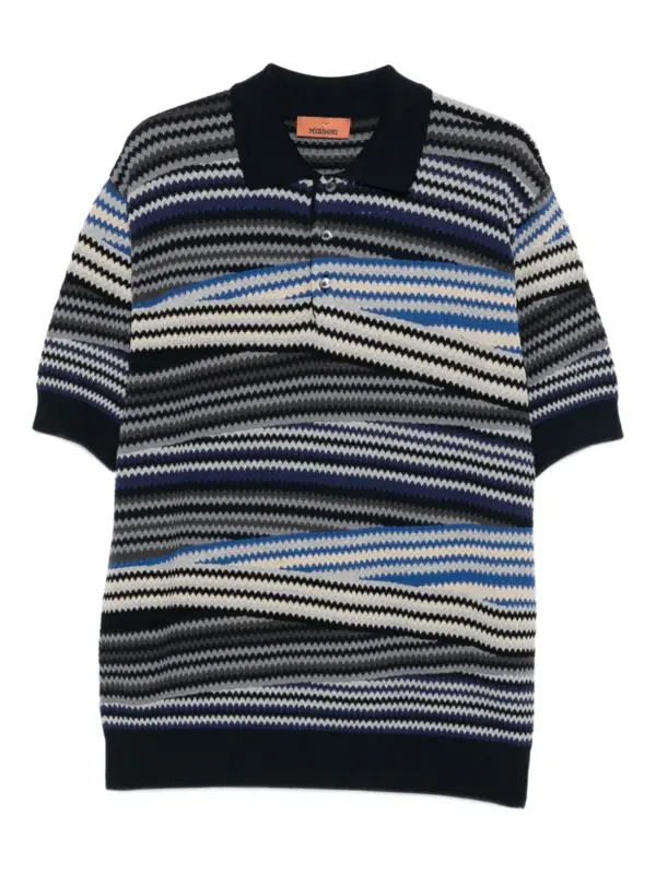Dries Van Noten Striped Polo - Blue