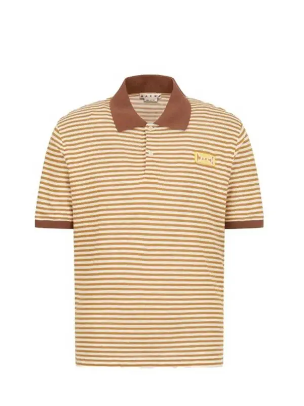 Dries Van Noten Striped Polo - Brown