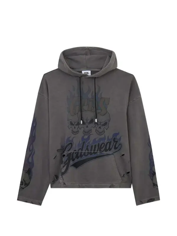 Gcds Printed Hoodie - Grey