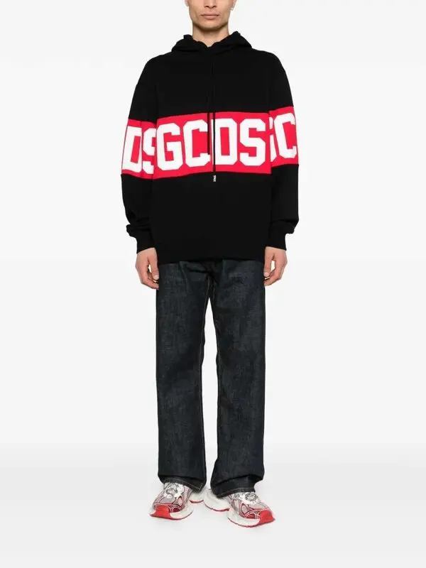 Gcds Striped Hoodie With Logo