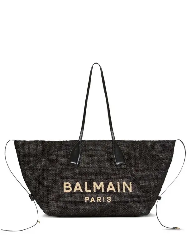Balmain Track Tote Bag With Embroidery - Black