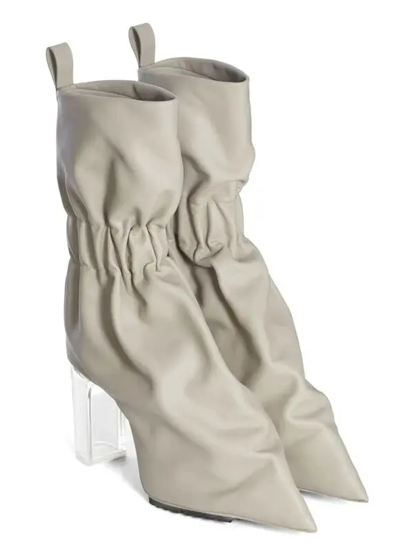 Rick Owens Ss26 Cuffed Boots With Pearl/transparent Grained