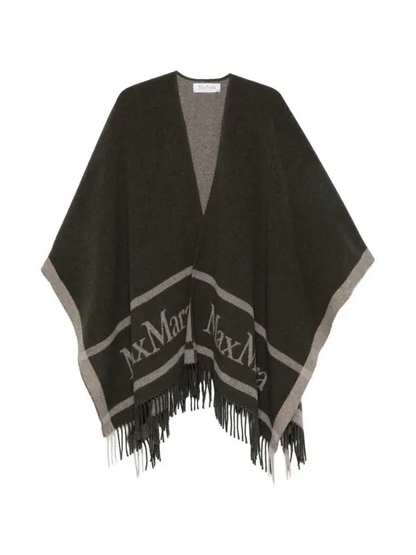 Max Mara Brunello Cucinelli Fringed Poncho - Brown