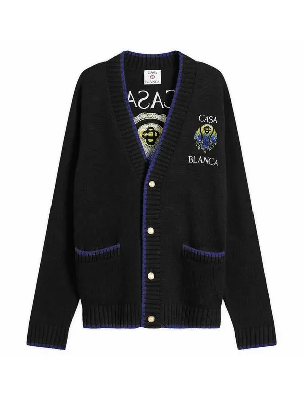 Casablanca Flaming Tennis Ball Cardigan - Black
