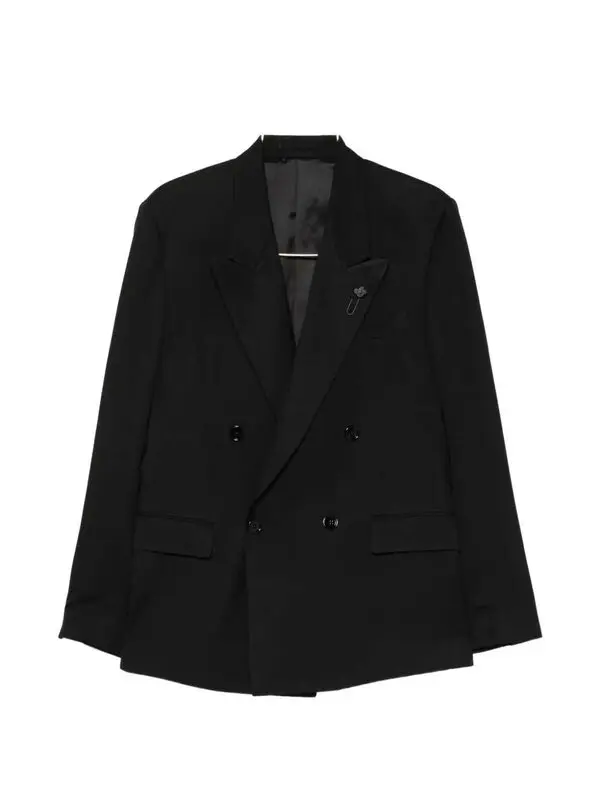 LARDINI Double-breasted Blazer - Black